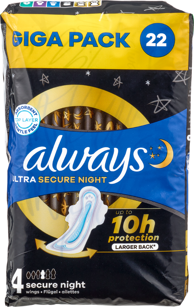 Serviettes hygiéniques Secure Night Always Ultra - Prix et