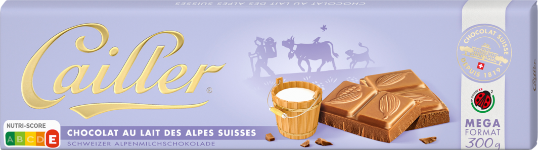 Tablette de chocolat au lait des Alpes suisses Cailler